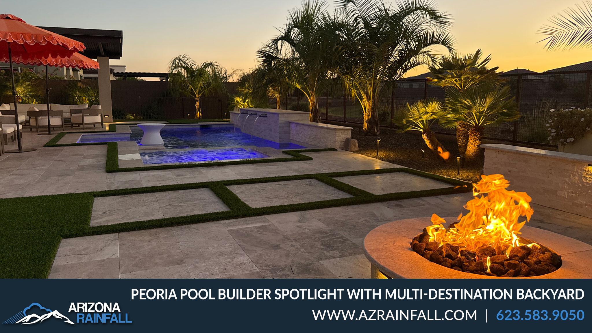 Peoria Pool Builder Spotlight with Multi-Destination Backyard - Arizona Rainfall